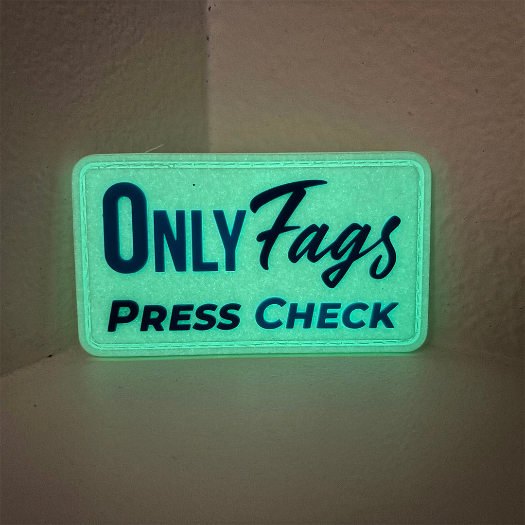 "OnlyFags Press Check" Patch (GLOW-IN-THE-DARK) – Student of the Gun ...