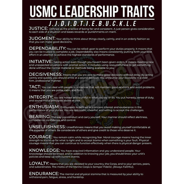 Marine Corps Leadership Traits Poster – Student of the Gun Gear Store